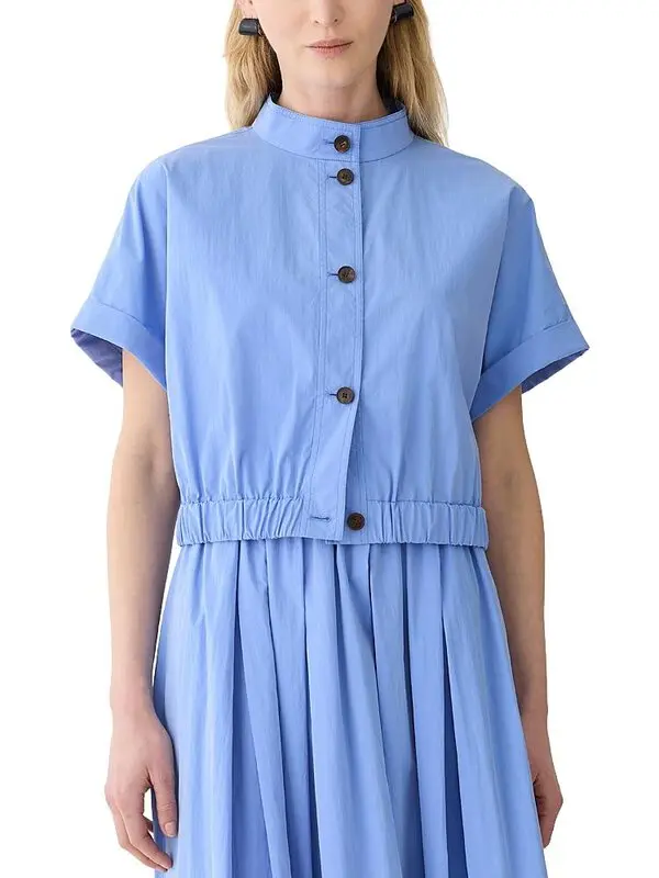 Lafayette 148 New York Short Sleeve Cropped Jacket - Blue Hydrangea