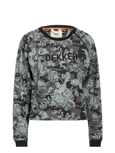 DEKKER Cotton Sweatshirt With Floral Print And Logo - Charcoal