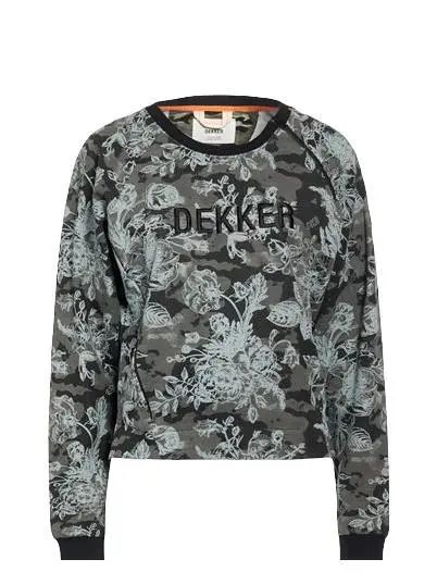 DEKKER Cotton Sweatshirt With Floral Print And Logo - Grey