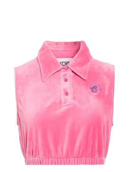 Moschino Velvet Cropped Polo Shirt - Fuchsia