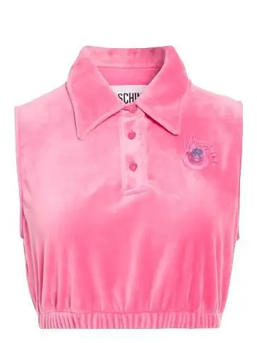 Moschino Velvet Cropped Polo Shirt - Pink