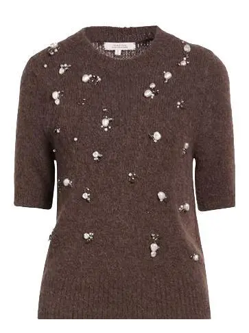 Dorothee Schumacher Embellished Alpaca Wool Blend Sweater - Brown