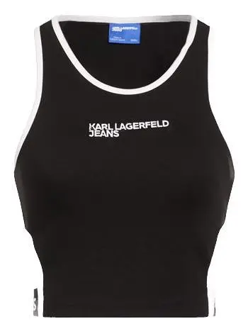 Karl Lagerfeld Cropped Sleeveless Crewneck Top - Black