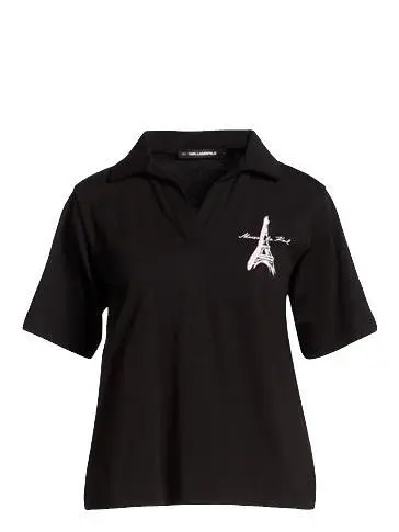 Karl Lagerfeld Organic Cotton Printed Polo Shirt - Black