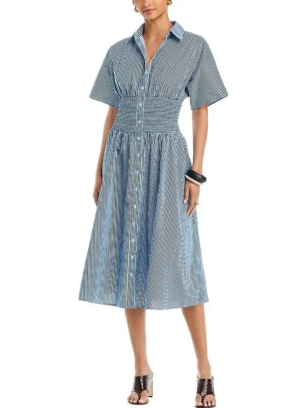 AREA STARS Trixi Striped Cotton Shirt Dress - Navy/light Blue