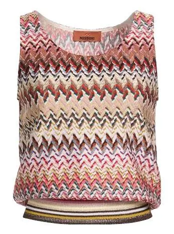 Missoni Viscose Blend Knit Top With Signature Print - Pink