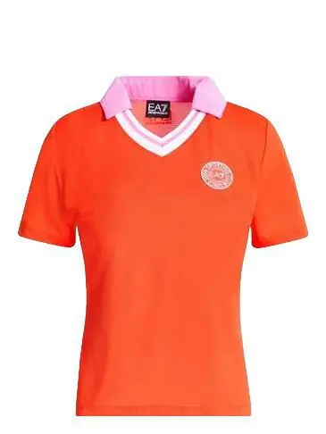 EA7 Polyester Piqué Polo Shirt - Orange