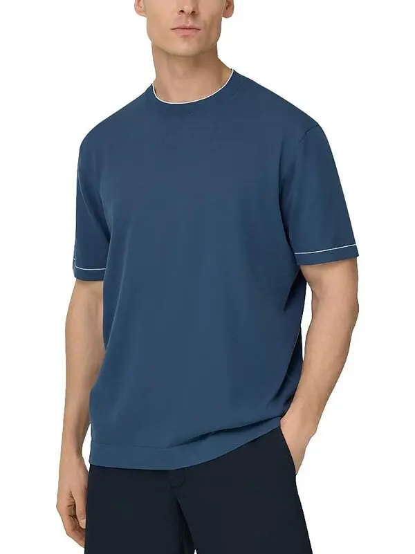 Boggi Milano Cotton Crepe Knit T-shirt - Blue