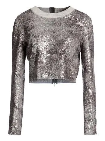 Iceberg Sequin Tulle Crewneck Long Sleeve Top - Grey