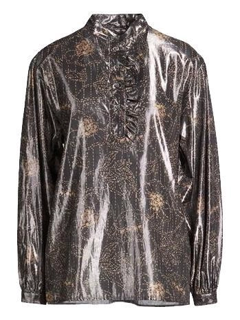 OTTOD'AME Cotton Lamé Long Sleeve Top - Lead