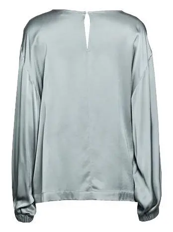 OTTOD'AME Bronze Viscose Crewneck Long Sleeve Top - Blue