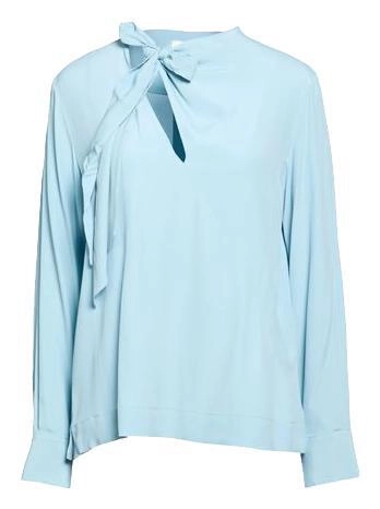 OTTOD'AME Silk Georgette Bow Blouse - Sky Blue