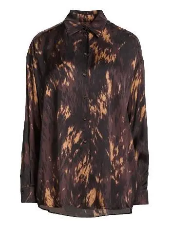OTTOD'AME Multicolor Viscose Satin Shirt - Black