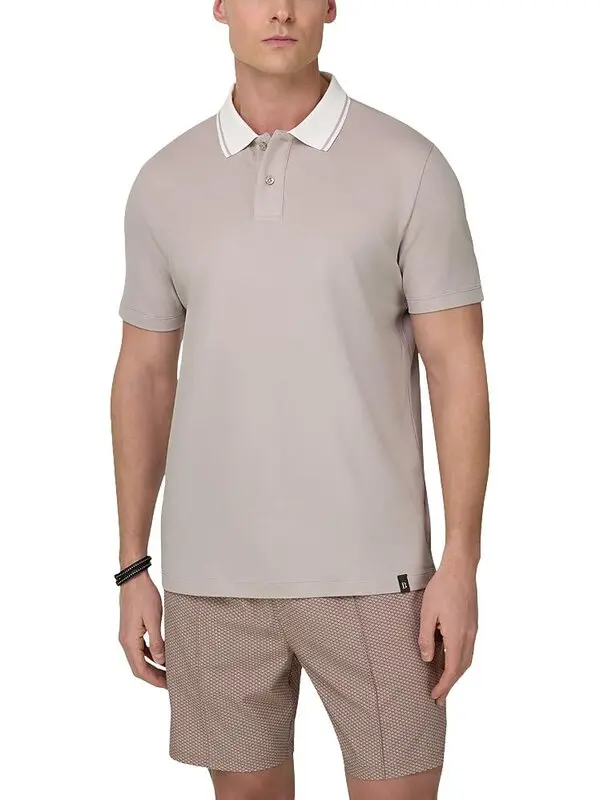 Boggi Milano High Performance Pique Polo Shirt With S Cafe Yarn - Sand