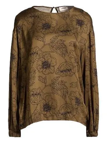 OTTOD'AME Floral-print Satin Crewneck Top - Green