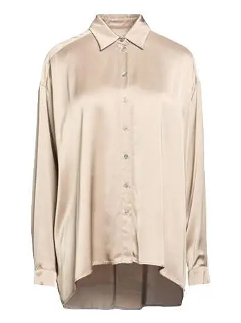 OTTOD'AME Satin Solid Color Classic Collar Long Sleeve Shirt - Yellow