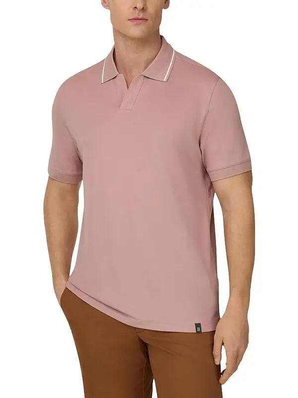 Boggi Milano High Performance Pique Polo Shirt With S Cafe Yarn - Pink