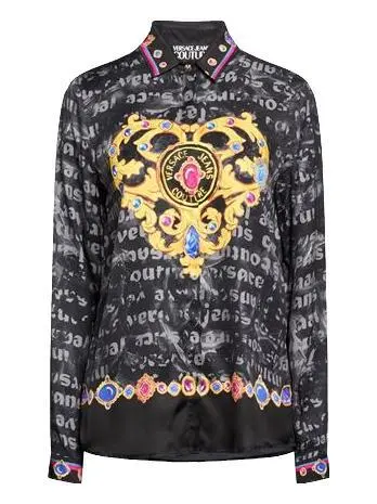 Versace Viscose Twill Logo Print Shirt - Black