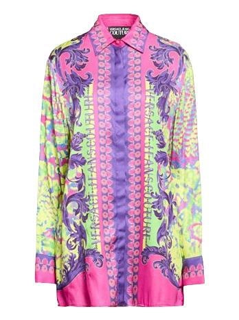 Versace Multicolor Viscose Twill Oversized Shirt - Fuchsia