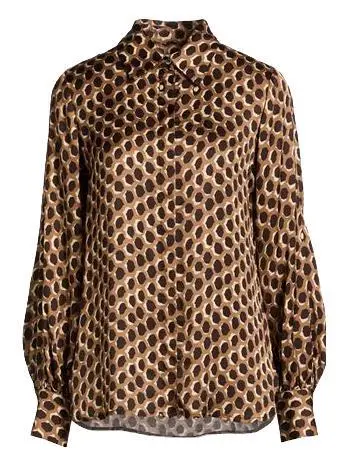OTTOD'AME Multicolor Printed Satin Shirt - Brown