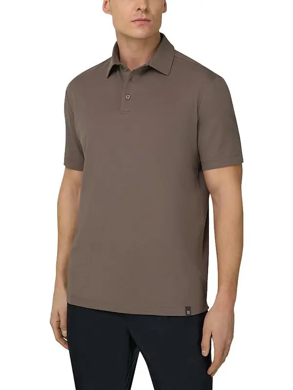 Boggi Milano Polo Shirt In Stretch Pima Cotton - Mud