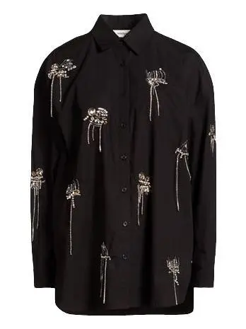 OTTOD'AME Embellished Cotton Poplin Shirt - Black