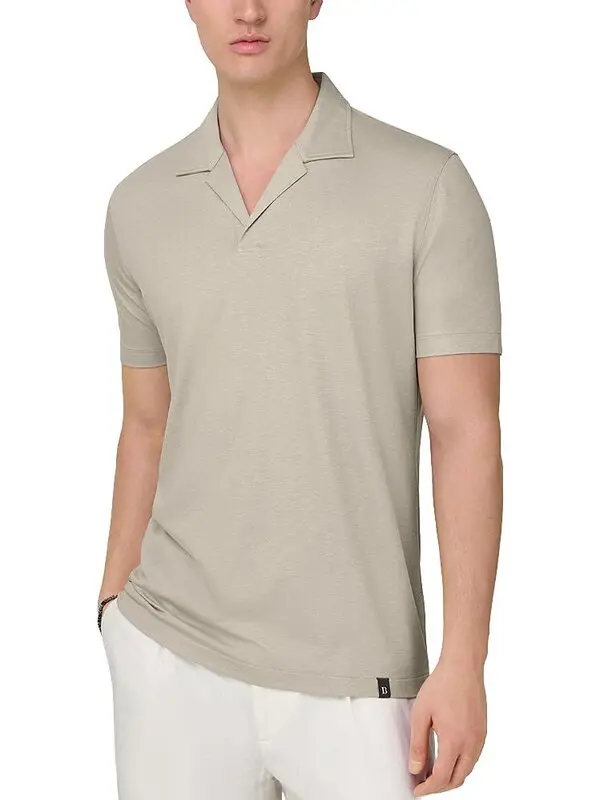 Boggi Milano Linen Blend Polo Shirt - Sand