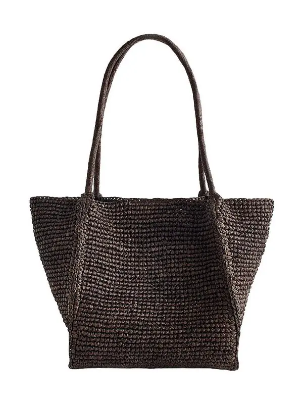 Madewell Lexington Small Raffia Tote - Dark Carob