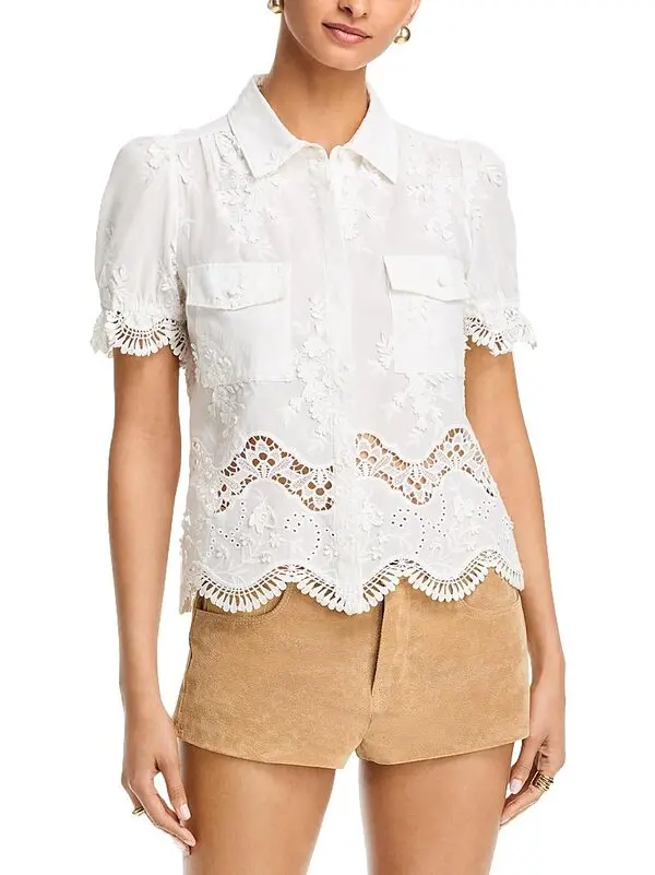 Generation Love Mina Embroidered Voile Shirt - White