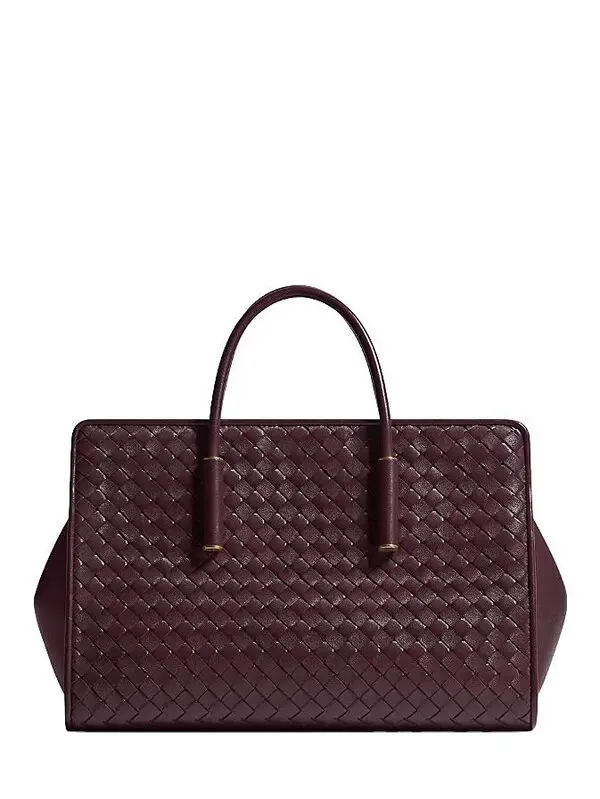 Bottega Veneta Barbara Small Intrecciato Leather Tote Bag - Deep Mahogany/brass