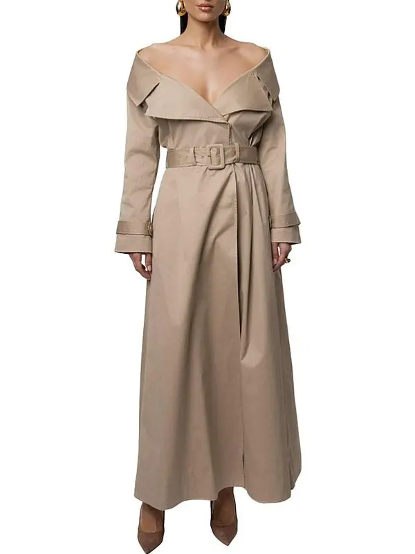 JLUXLABEL Soft Authority Trench Coat - Stone