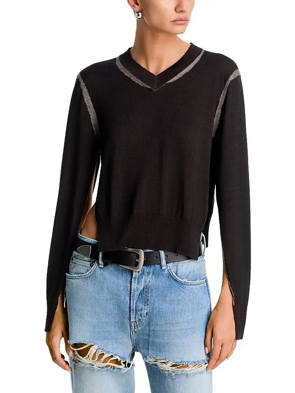 Acne Studios V-neck Slit Sweater - Brown/grey
