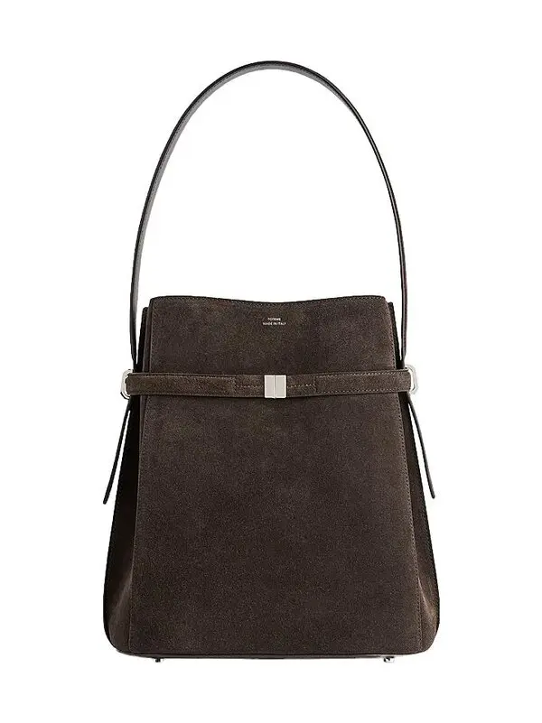 TOTEME Belted Suede Bucket Bag - Brown