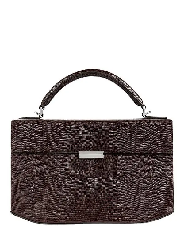 TOTEME Lizard Embossed Leather Top Handle Bag - Brown
