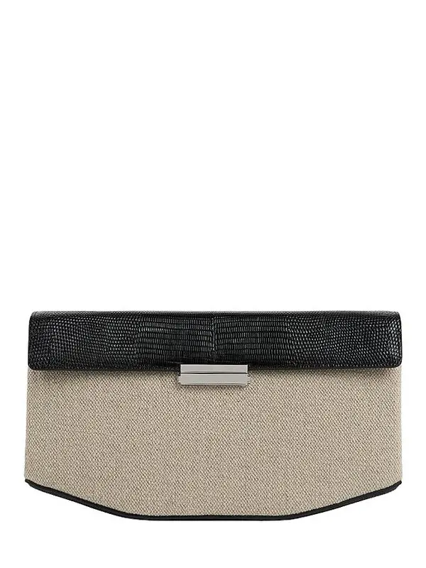 TOTEME Canvas Shoulder Bag - Ecru/black