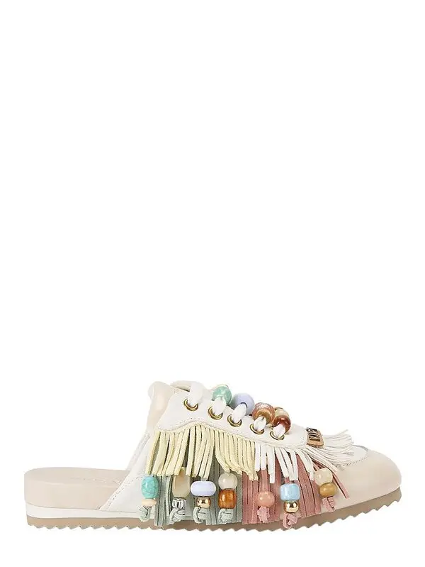 Kurt Geiger Islington Mules With Fringe And Beads - Open White