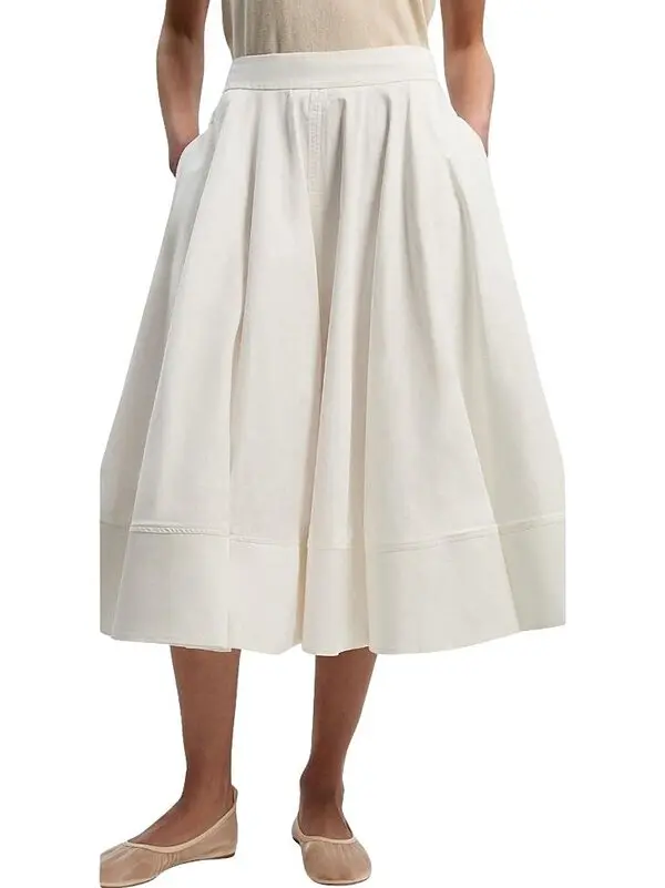 Karen Millen Cotton Tailored Full Midi Skirt - Ivory
