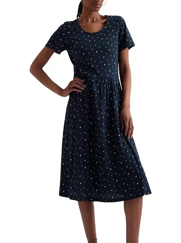 SEASALT CORNWALL Scoop Neck Fit And Flare Midi Dress - Little Sponge Spot Mix