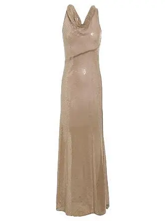 SEMICOUTURE Sequined Maxi Dress - Beige