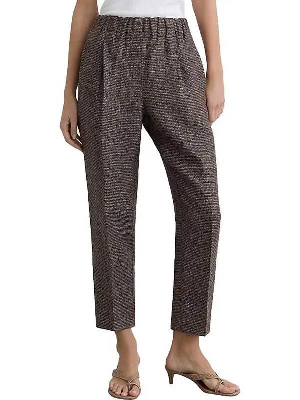 REISS Lourdes Linen Tapered Pants - Brown