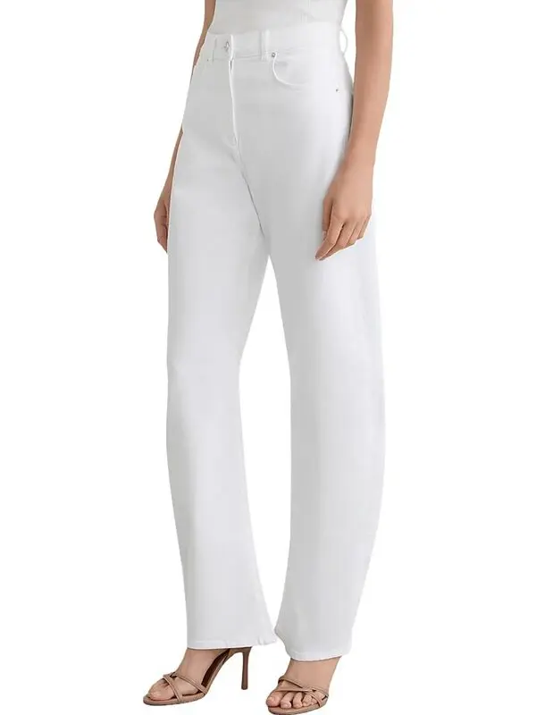 REISS Petites Sabel Mid Rise Barrel Jeans - White