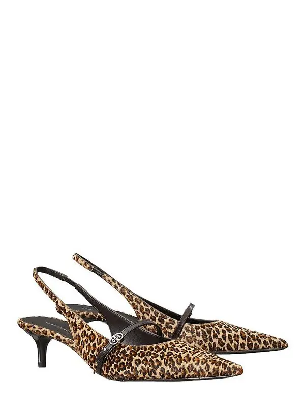 Tory Burch Double T Buckle Mary Jane Slingback Pumps - Leopard Multi