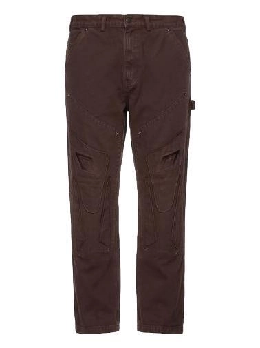 UMBRO Canvas Appliqué Embroidered High-waisted Straight-leg Pants - Brown
