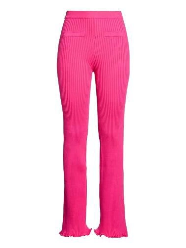 Rabanne Cotton Blend Ribbed Knit High-waisted Pants - Fuchsia