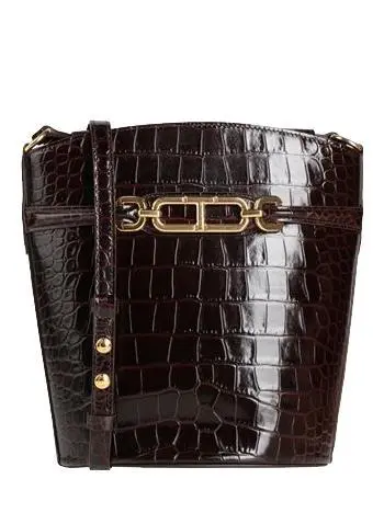 TOM FORD Calfskin Crocodile-effect Bucket Bag - Brown