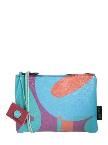 GABS Calfskin Crossbody Bag With Geometric Print - Turquoise