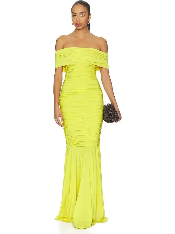 Norma Kamali Sleeveless Cowl Neck Fishtail Gown - Serene Yellow