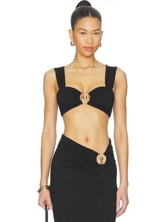 Superdown Clayre Cropped Top With Gold-tone Hardware - Black