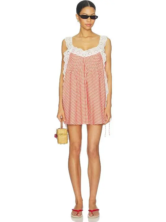Caroline Constas Lucilla Eyelet Trimmed Open Back Mini Dress - Red