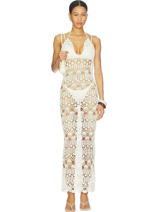 MORE TO COME Ambar Crochet Maxi Dress - Ivory